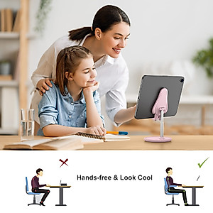 AFISEL Cute Phone Stand Angle Height Adjustable Cell Phone Stand for Desk Penguin Phone Stand Fit with Switch,Phone,ipad,Headphones Create a Lovely Atmosphere Pairing Cute Penguin Plush(Pink)