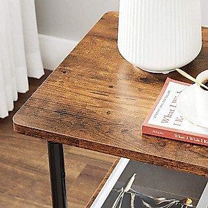 VASAGLE Industrial Printer Stand, 3-Tier Machine Cart with Wheels and Adjustable Table Top, Heavy Duty Storage Rack for Office and Home, Rustic Brown and Black UOPS003B01