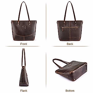 S-ZONE Genuine Leather Tote Bag for Women Large Crossbody Shoulder Work Purses and Handbags
