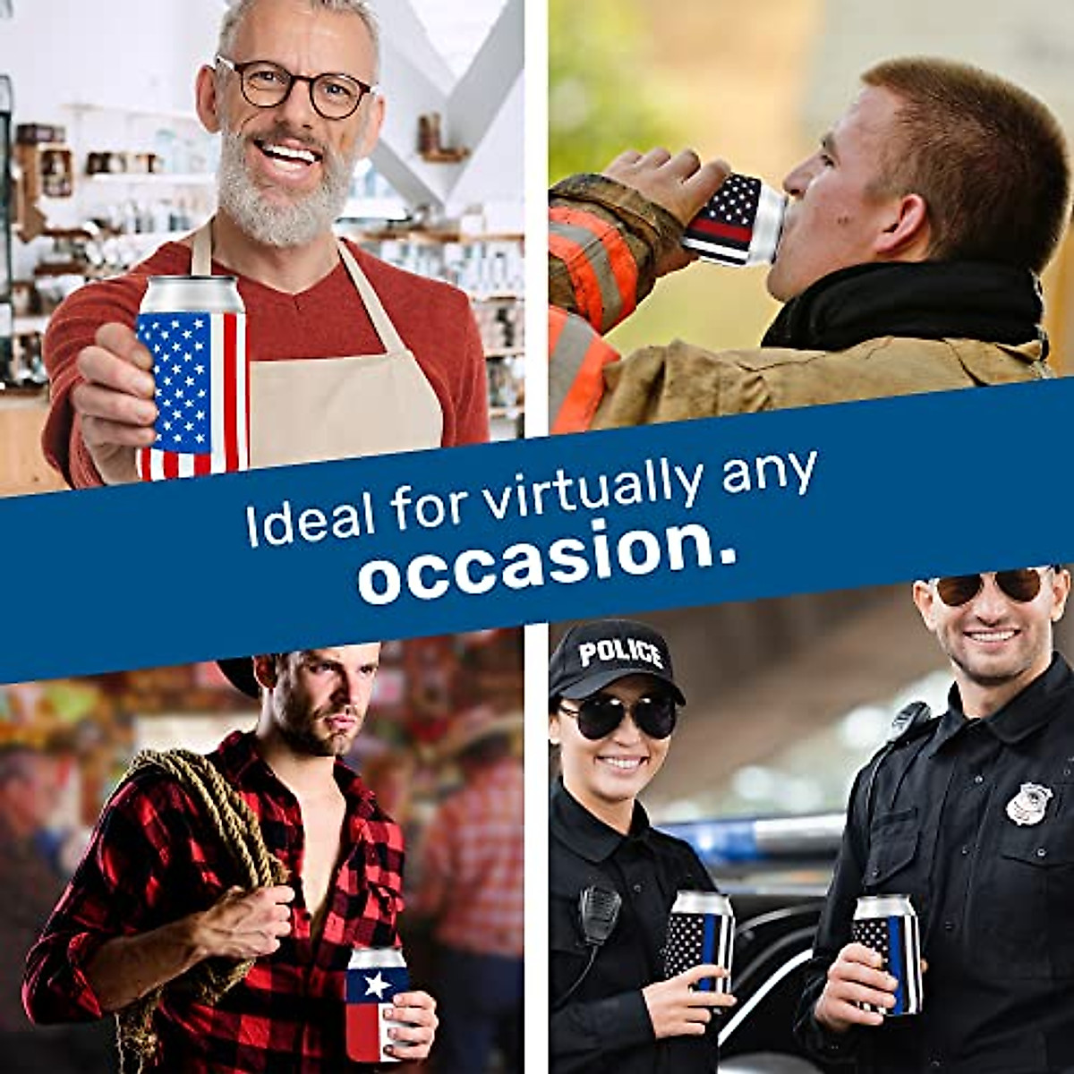 QualityPerfection Can Cooler Sleeve (6 Pack) 12 Oz Neoprene Collapsible Cooler Can, Insulated Can Holder, 4mm Thick Beer &Soda Can Cover, Police Cooler Can Covers(Tie - Dye Mix)