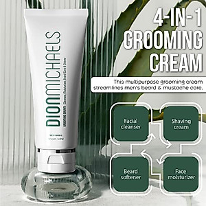 Dion Michaels 4-In-1 Mens Shaving Cream, Facial Cleanser, Beard Softener & Face Moisturizer, Daily Use, Soothe & Protect Face Skin Care, With Aloe, Argan Oil, Oats & Shea Butter, Gift For Men, 3 Fl Oz