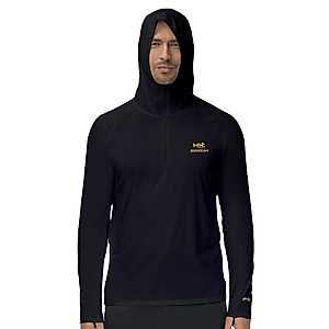 BASSDASH Men’s UPF 50+ 1/4 Zip Fishing Hoodie Shirt Quick Dry Performance Long Sleeve Sun Protection FS24M Black