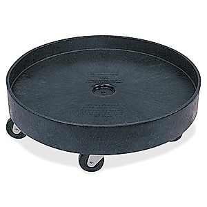 Rubbermaid Commercial Products Universal Drum Dolly for 55-Gallon Round Container, 500-Pound Capacity, Black, Heavy Duty Plastic Dolly with Wheels for Moving/Item Transport