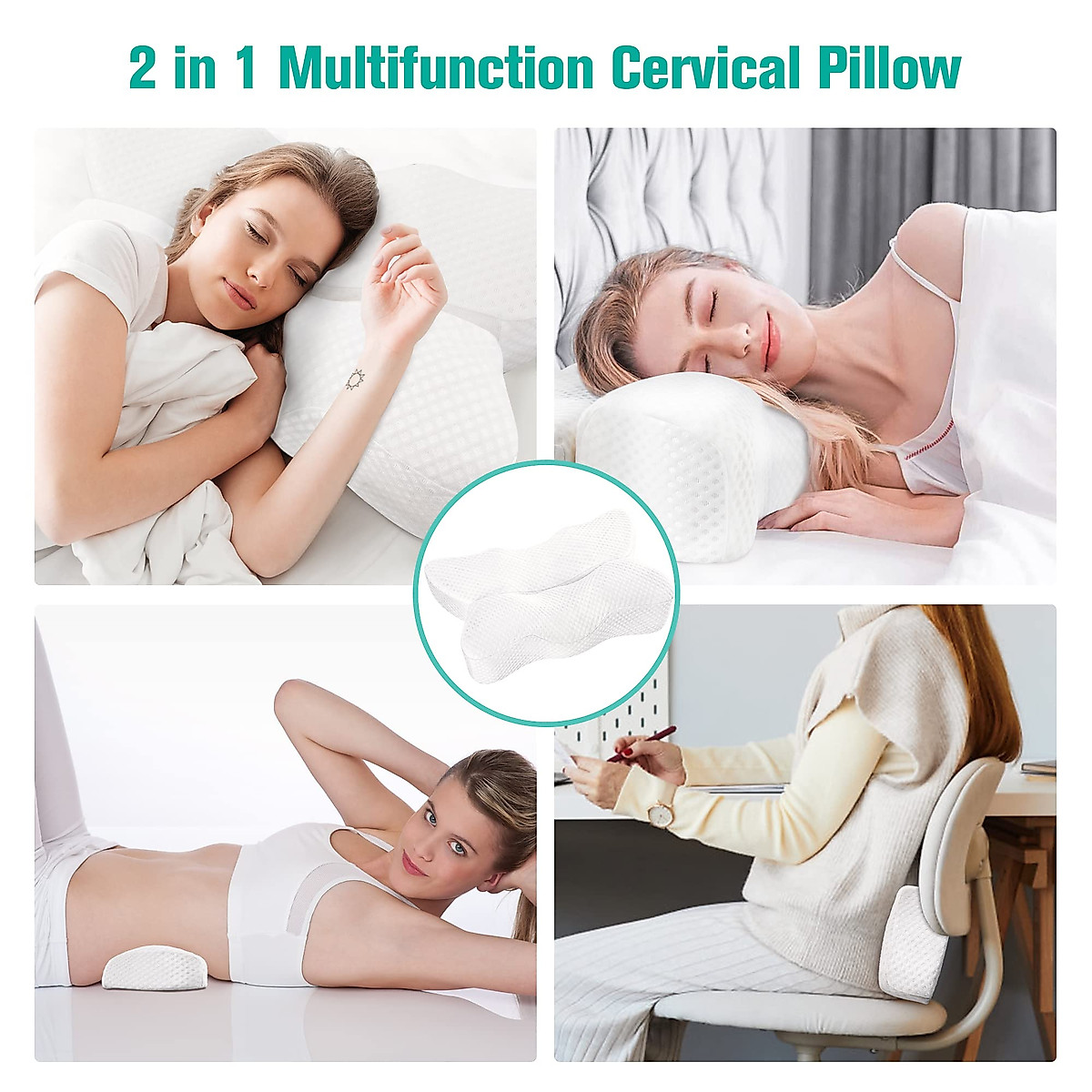 Cosermart Cervical Pillow for Neck Pain Relief, Ergonomic Pillow for Neck, Shoulder & Back Support, Orthopedic Contour Memory Foam Pillow for Side Back Stomach Sleeper with Removable Zipper Design