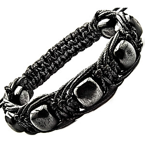 Wallystone Gems Shungite Bracelets - Arachne Black - for Mens - Woman - Brided Dense Beaded - Adjust Wirst Size - Each one has a Certificate of Authenticity