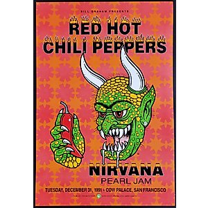 Visible Vibrations Nirvana Concert Poster Pearl Jam RHCP ORIGINAL First Printing SF BGP 51 1991