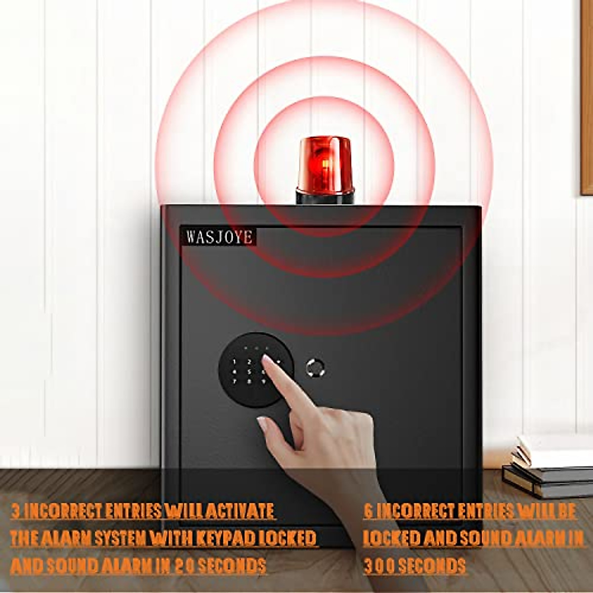 WASJOYE Cabinet Security Safe Box, Fireproof Home Lock Safe with Digital Keypad Safety Key Lock for Home Business Office Hotel Money Document Jewelry Passport Storage 13.78 x 9.84 x 9.84 inches