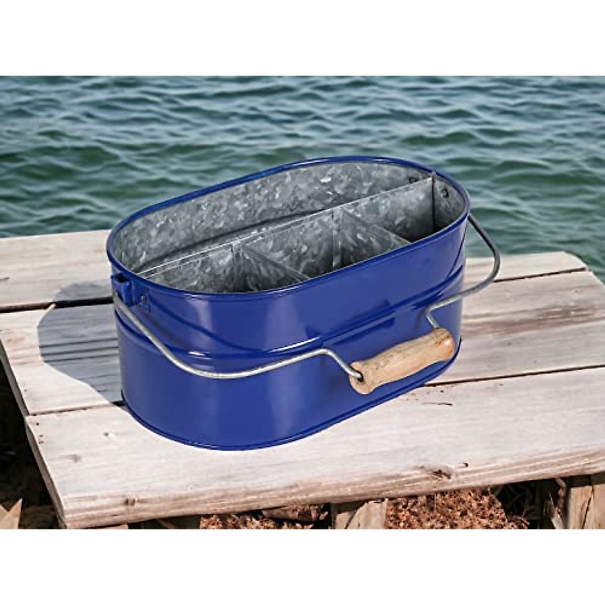 Alpha Living Home Utensil Caddy, Silverware Caddy Party, Silverware Caddy, Picnic Caddy, Flatware Caddy, Paper Plate Caddy, Galvanized Utensil Caddy, Metal Caddy, Outdoor Utensil Caddy - Slaty Grey