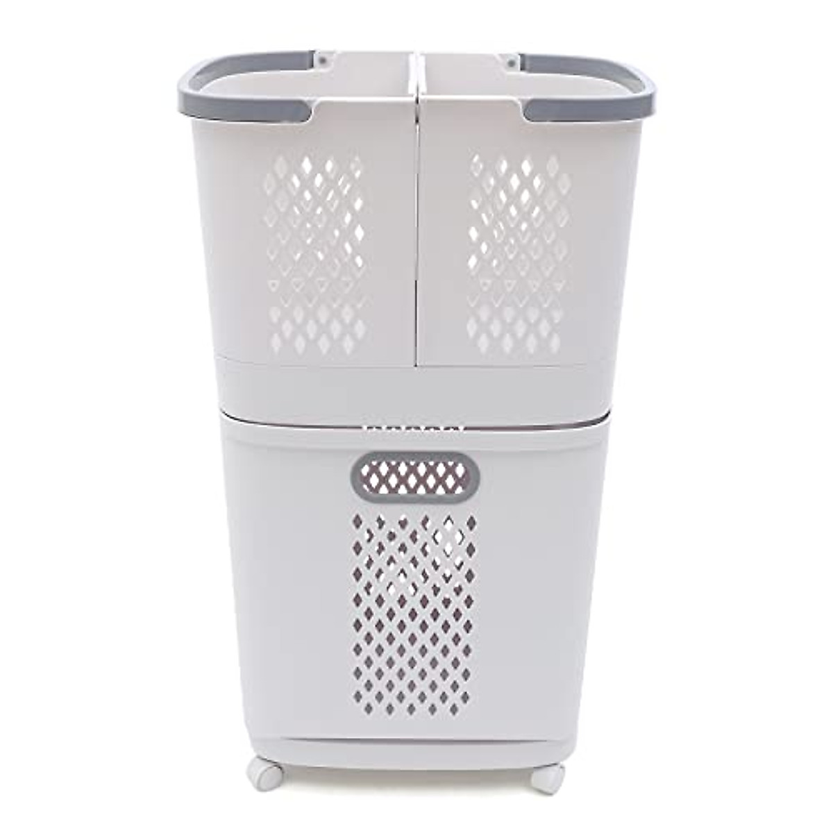 3 Tiers Laundry Basket with Handle on Wheels, Rolling Clothes Storage Bins, Laundry Hamper with wheels
