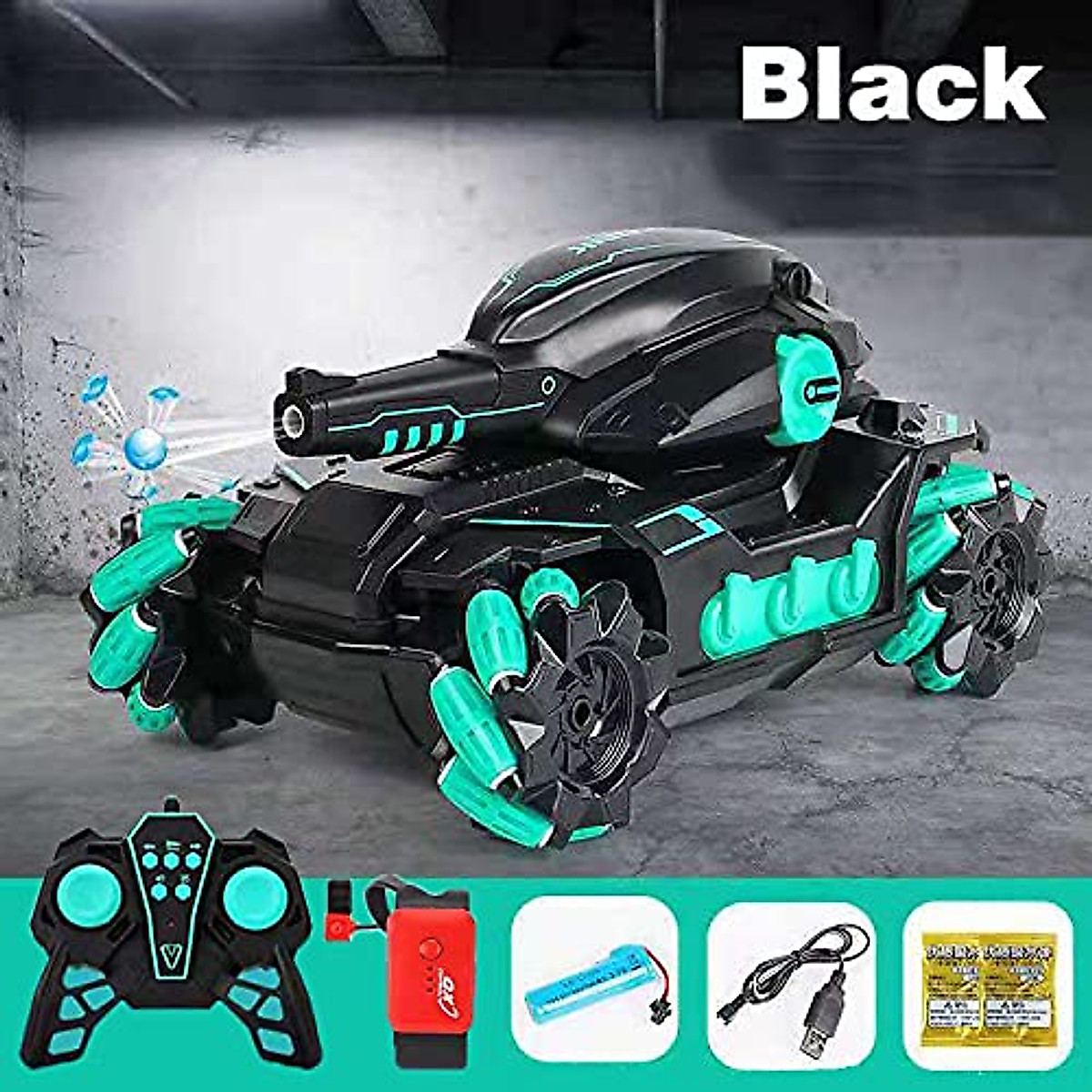 Xximuim RC Tank Car, 2.4G Electric Watch Remote Control Water Bomb Tank car Stunt Multiplayer Battle Toy Car, Can Drift Horizontally, 360° Stunt Rotation，Great Gift Toy for Boys