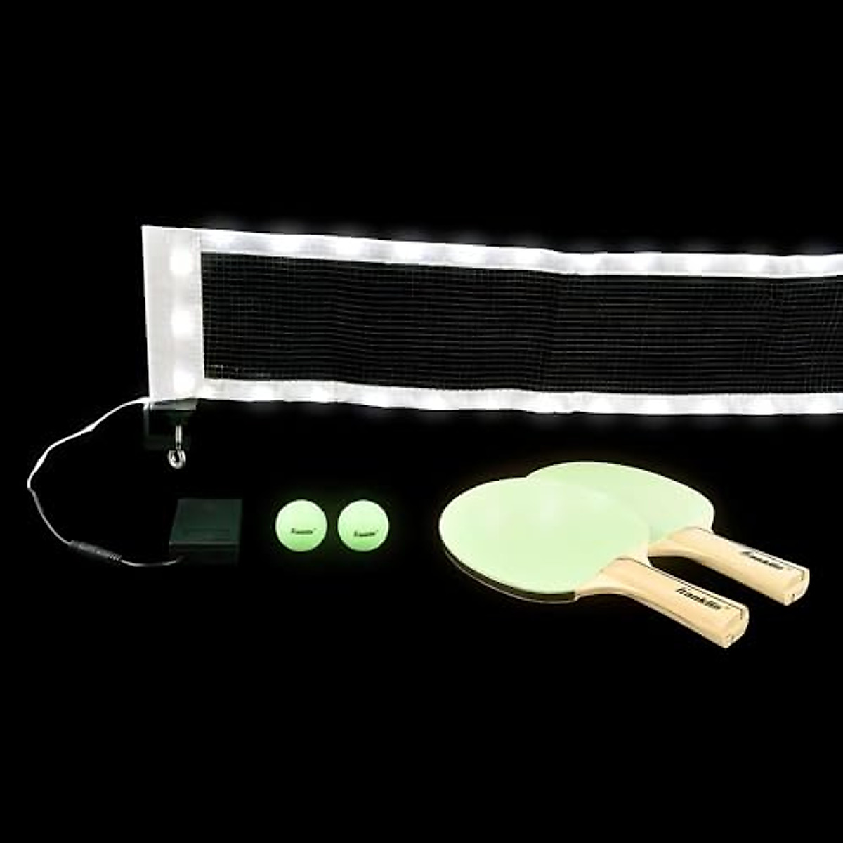Franklin Sports LED Table Tennis Net and Glowing Paddles and Balls Oval, Black, One Size