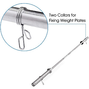 5Ft/6Ft/7Ft Olympic Barbell Weight Set 2 inch Bar Standard Weightlifting Bench Press Bar with 2 Clamps - Straight Bar Strength Training Bar, Barbell Bar Strength Home Gym Fitness Equipment