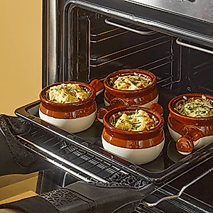 LIFVER French Onion Soup Bowls, 18 Oz French Onion Soup Crocks Oven Safe, Soup Crocks with Handles and Lids, Ceramic Soup Bowls for Soup, Stew, Chilli, Set of 4