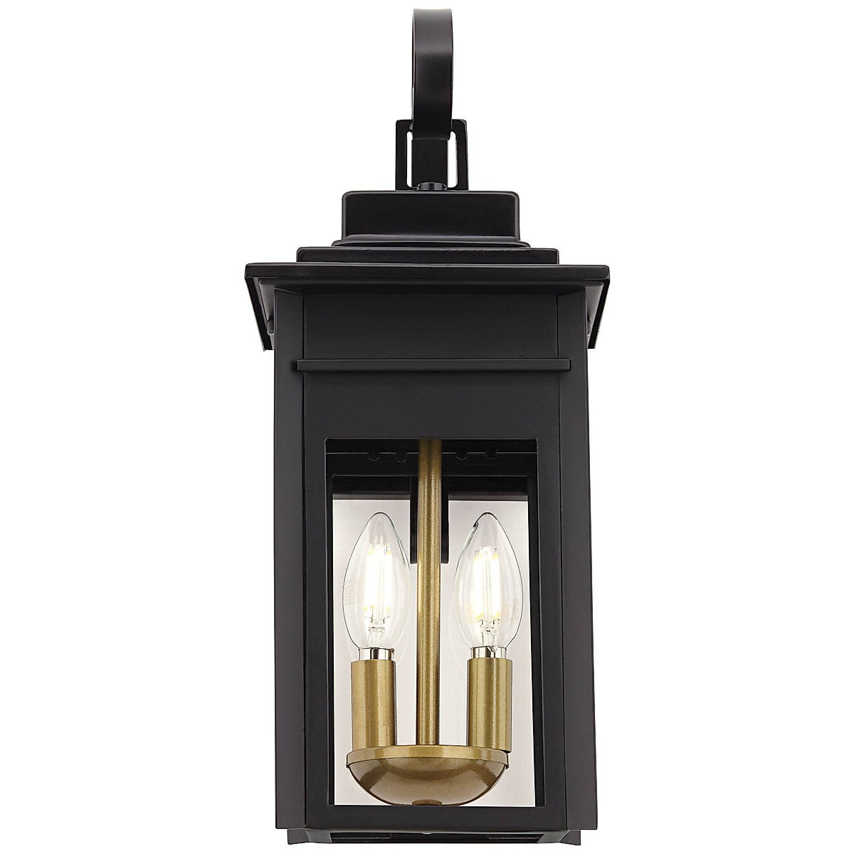 Franklin Iron Works Bransford Rustic Farmhouse Outdoor Wall Light Fixture Black 2-Light 17" Clear Glass Shade for Exterior Barn Deck House Porch Yard Patio Outside Garage Front Door Garden Home