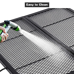 Lineslife Square Fire Pit Cooking Grill Grates, Folding Outdoor Campfire BBQ Grill Rack with Handles, Portable Outside Camping Gear Cookware and Accessory, 30 Inch