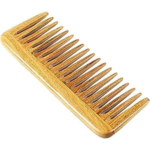 Onedor Handmade 100% Natural Green Sandalwood Hair Combs - Anti-Static Sandalwood Scent Natural Hair Detangler Wooden Comb (Extra Wide Tooth Pocket Comb)