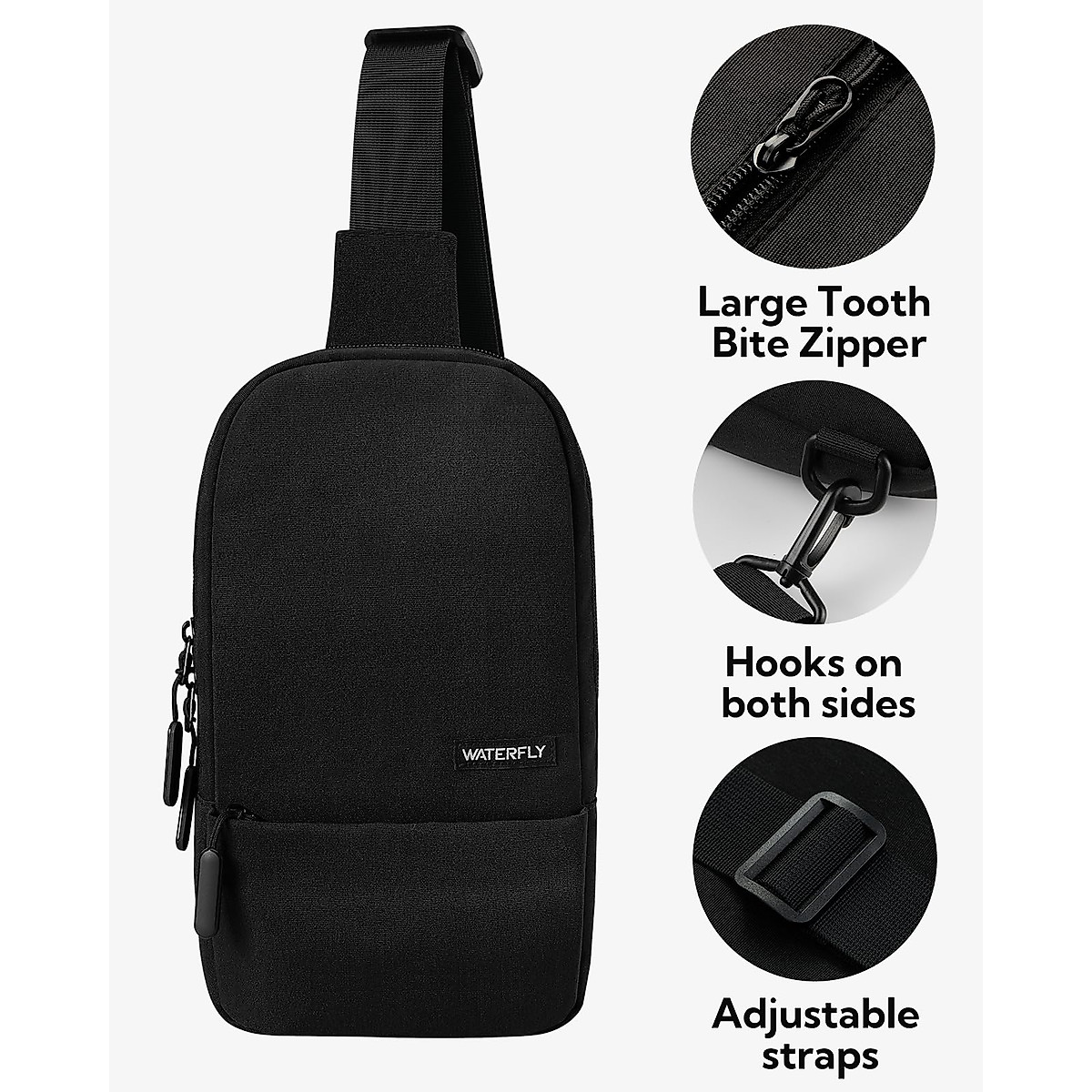 WATERFLY Slim Crossbody Sling Bag: Multipurpose Travel Cross Body Chest Shoulder Bag Sling Backpack for Walking Hiking for Men Women