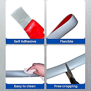 COUKIU Flexible PVC Floor Transition Strip, 9.84 FT Peel and Stick Floor Cover Strip, Flooring Transitions Laminate Floor Strip, Carpet to Tile Transition Strip, Vinyl Floor Flat Divider Strip (Gray)