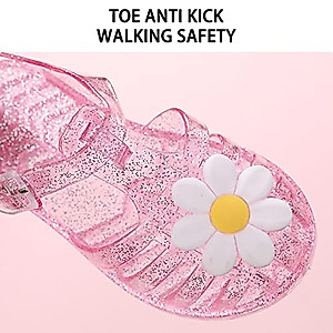 Toddler Little Girls Cute Fruit Jelly Sandals Soft Rubber Sole Beach Shoes Kids Summer Rain Shoes Princess Jelly Flat C-Pink