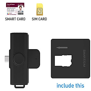 USB C DOD Military USB Common Access CAC Smart Card Reader and SIM Card Reader,Compatible with Mac Os, Windows,Linux