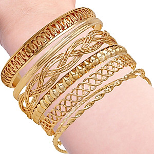 GUESS "Basic" Gold 7 Piece Mixed Bangle Bracelet
