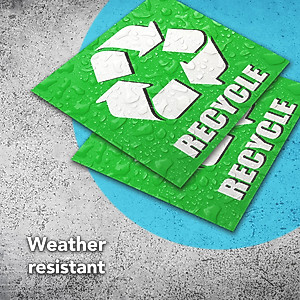 2 PC Recycling Stickers for Trash Can - 4 x 4 Vinyl Stickers - Waste Management Sticker - Trash Recycle Stickers - Green Recycling Bin Labels