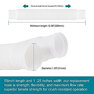 Pool Hose,1.25Inches Diameter Replacement Hose(2Pcs 59"length),Pool Filter Replacement Hose Compatible with filter Pump 330 GPH, 530 GPH, and 1000 GPH.(Upgraded)