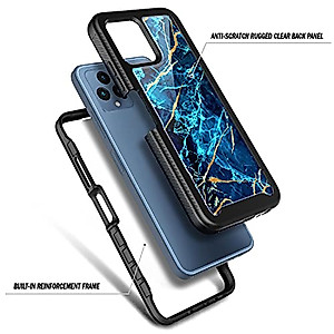 NZND Case for T-Mobile REVVL 6 5G / REVVL 6X 5G with [Built-in Screen Protector], Full-Body Shockproof Protective Rugged Bumper Cover, Impact Resist Durable Phone Case (Marble Design Sapphire)
