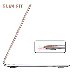 Anban Compatible with MacBook Pro 13 inch Case 2023 2022 M2, 2021-2016 M1 A2338 A2251 A2289 A2159 A1989 A1706 A1708, Glitter Plastic Hard Shell Case & Keyboard Cover & Screen Protector,Shiny Rose Gold