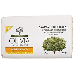 Olivia Olive Beauty: Olivia Olive Oil Face & Body Bar Soap, with Lemon Verbena Extract, 100% Pure Olive Oil, from Greece, 4/4 oz Pack