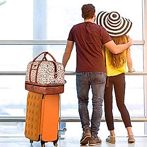 Weekender Bags for Women, Large Overnight Bag Canvas Travel Duffel Bag Carry On Tote with Shoe Compartment 21" for Women & Men 3Pcs Set