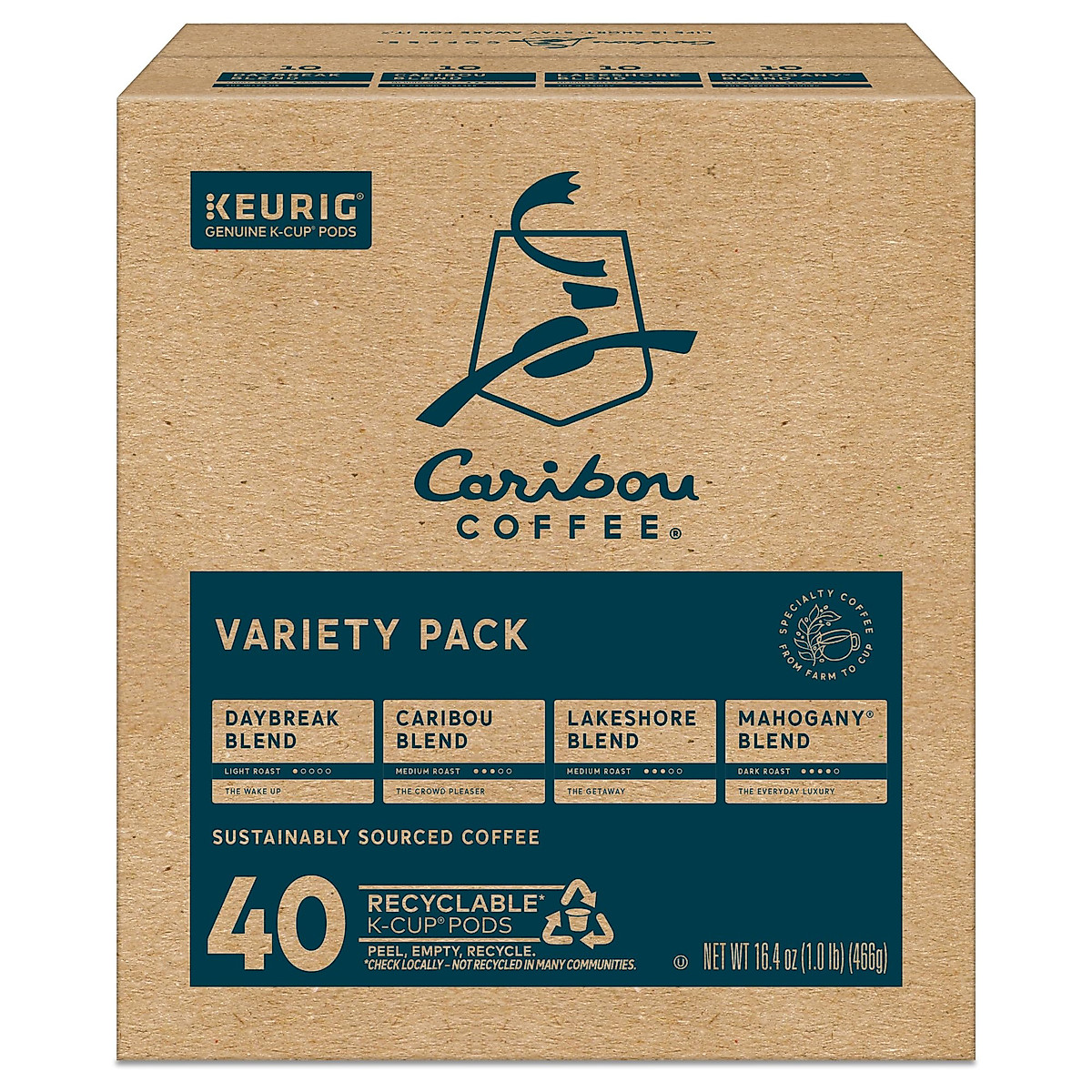 Keurig Caribou Coffee Favorites Variety Pack, Single-Serve Coffee K-Cup Pods Sampler, 40 Count