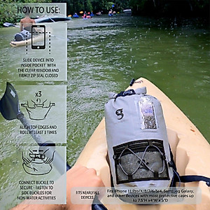 geckobrands Hydroner 20L Waterproof Dry Bag Backpack, Neon Pink - Lightweight Travel Bag with Clear Phone Pouch