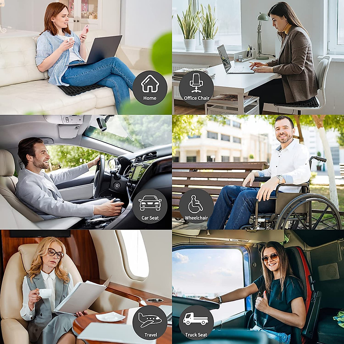 Gel Enhanced Seat Cushion for Long Sitting - Double Thick Honeycomb Breathable Design Egg Seat Cushion with Non-Slip Cover - Office Chair Car Cooling Seat Cushion - Computer Desk Pain Relief Pad