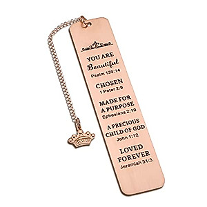 Inspirational Christian Bookmark Gift for Women Her Birthday Valentine's Day Gift Christian Religious Church Bulk Gift Bible Verse Bookmark for Book Lovers Friends You are Beautiful Quote Psalm 139:14