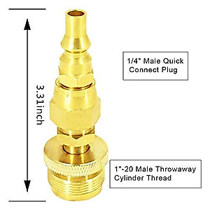 MENSI 1lb Propane Disposal Adapter Fitting with 1/4" Quick Connect Disconnect Adaptor for One Pound Portable Camper Grill Stove for RV