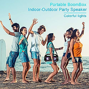 Portable Bluetooth Speaker with Subwoofer, Wireless Speakers with Booming Bass, FM Radio, RGB Lights, EQ, Stereo Sound, 10H Playtime, 30W Loud Speaker for Home, Outdoor, Party, Camping, Travel
