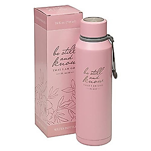 Christian Art Gifts Insulated Stainless Steel Double Wall Vacuum Sealed Water Bottle for Women: Be Still & Know - Psalm 46:10 Inspirational Bible Verse for Hot/Cold Liquids All Day, Pink, 24 fl. oz.