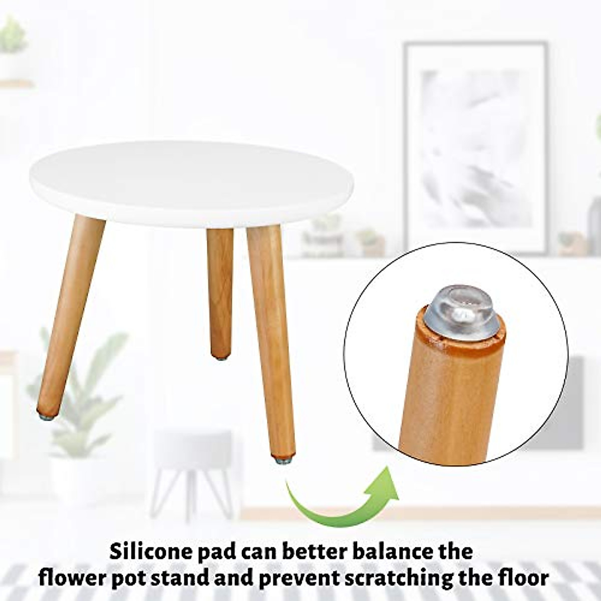 Uneedem Indoor Plant Stand Wood Mid Century Plant Stand for Indoor Plants, Modern Plant Table, 8.9" Tall Plant Holder for Flower Pots, Small Round Side Table, End Table