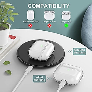 RESTONE Case for Air-Pods 3 Gen Cover 2021 Generation, Clear Silicone Protective Case with Cute Key-Chain for Women Men, Crystal