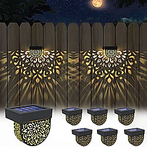 EKQ Solar Fence Lights 6 Pack Solar Deck Lights Outdoor Waterproof LED Solar Powered Step Lights Wall Lights Outdoor Decorations Warm Yellow Light Decorative Lighting for Garden, Front Door, Backyard