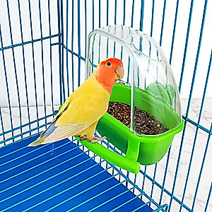 2Pcs Bird Feeder Water Dispenser for Cage Parakeet Bird Water Hanging Feeder Cup Plastic Food Feeding Box Pet Cage Accessories Seed Food Holder for Small Birds Parrots Cockatiel Budgies