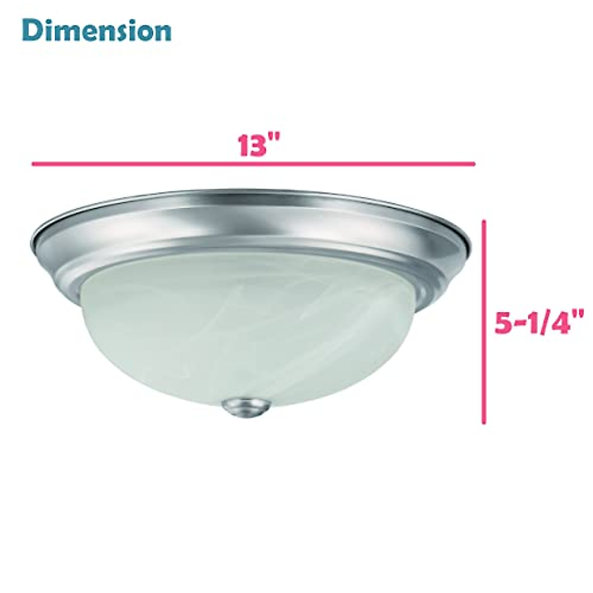 Aspen Creative 63023-09-2, 2-Light Flush Mount, Brushed Nickel Finish w/Alabaster Glass, 13" Dia, E26 Socket, 60 Watts, Bulb Not Included, Set of 2