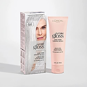 L’Oréal Paris Le Color Gloss One Step Toning Gloss, In-Shower Hair Toner with Deep Conditioning Treatment Formula for Gray Hair, Silver White, 1 Kit, 32.626 cubic_inches