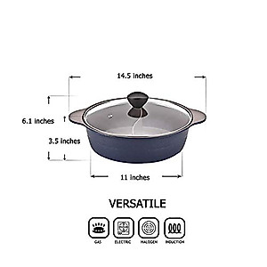 Cookin IH Shabu Shabu Divider Hot Pot, Induction Cooktop, Ceramic Coating, Double Sauce Pot, 11 Inch