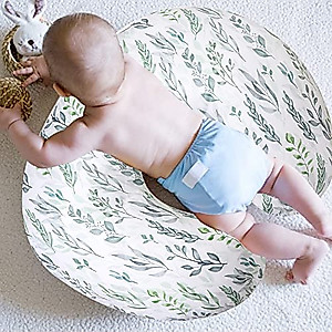 DILIMI Nursing Pillow Cover Stretchy Removable Cover for Breastfeeding Pillows, Ultra Soft Comfortable Slipcover for Baby Girl and Boy, Green Leaf