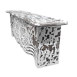 The Urban Port 28-Inch Wooden Floating Wall Shelf with Engraved Floral Details