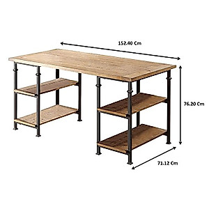 HOMELEGANCE Factory Metal Frame Writing Desk, Rustic Brown