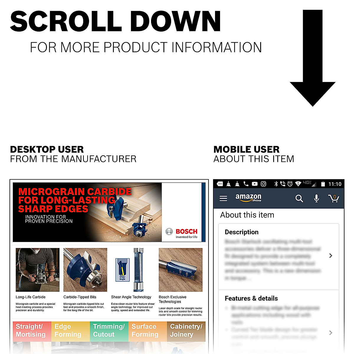 BOSCH 85712M 1-3/16 In. x 1-5/8 In. Carbide Tipped Ogee Vertical Raised Panel Bit