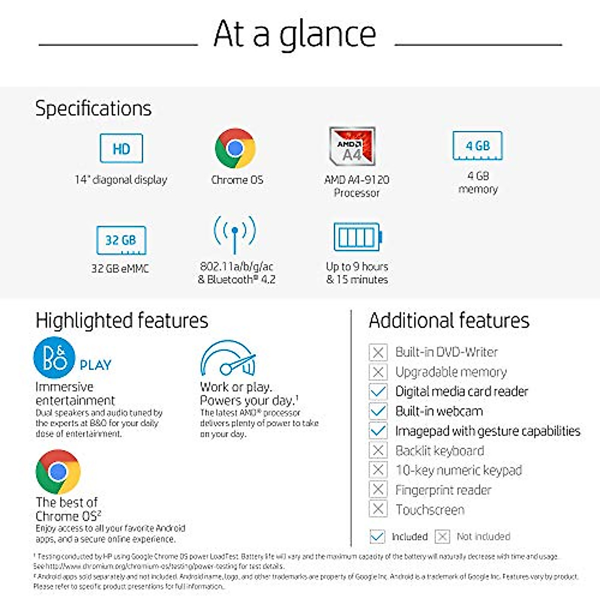 HP Chromebook 14-inch Laptop with 180-Degree Swivel, AMD Dual-Core A4-9120 Processor, 4 GB SDRAM, 32 GB eMMC Storage, Chrome OS (14-db0020nr, Chalkboard Gray)